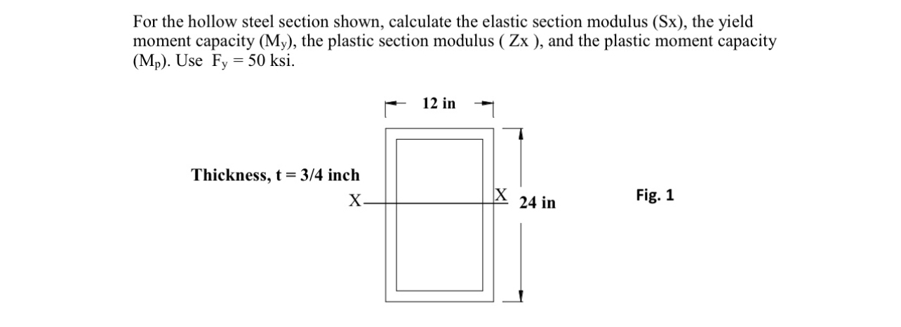 Solved For the hollow steel section shown, calculate the | Chegg.com
