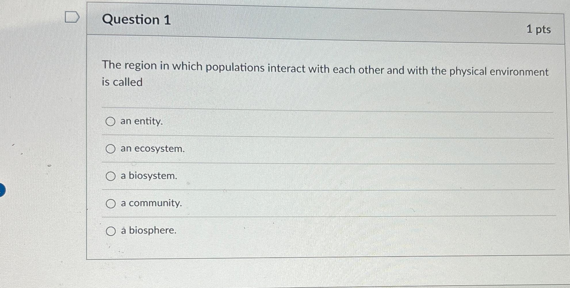 Solved Question 11 ﻿ptsThe region in which populations | Chegg.com