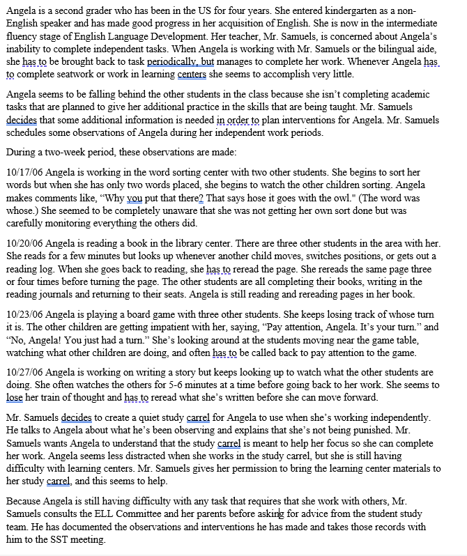 Solved 1. ﻿What is Angela’s problem that keeps her from | Chegg.com