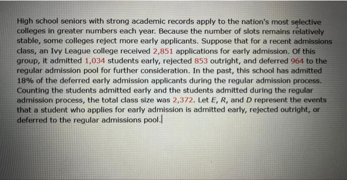 Solved High school seniors with strong academic records | Chegg.com