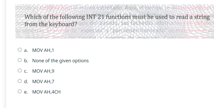 Solved Which of the following INT 21 ﻿functions must be used | Chegg.com