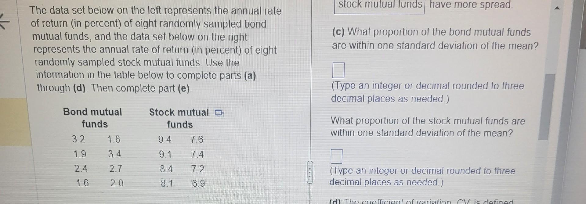 Solved what proportion of the bond mutual funds are within | Chegg.com
