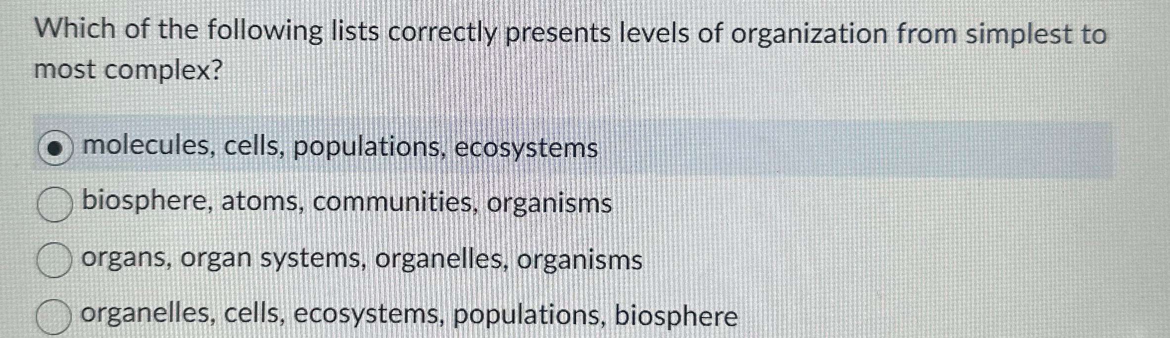 Solved Which of the following lists correctly presents | Chegg.com