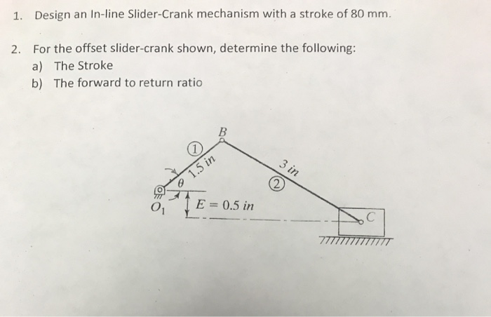 Solved 1. Design an In-line Slider-Crank mechanism with a | Chegg.com