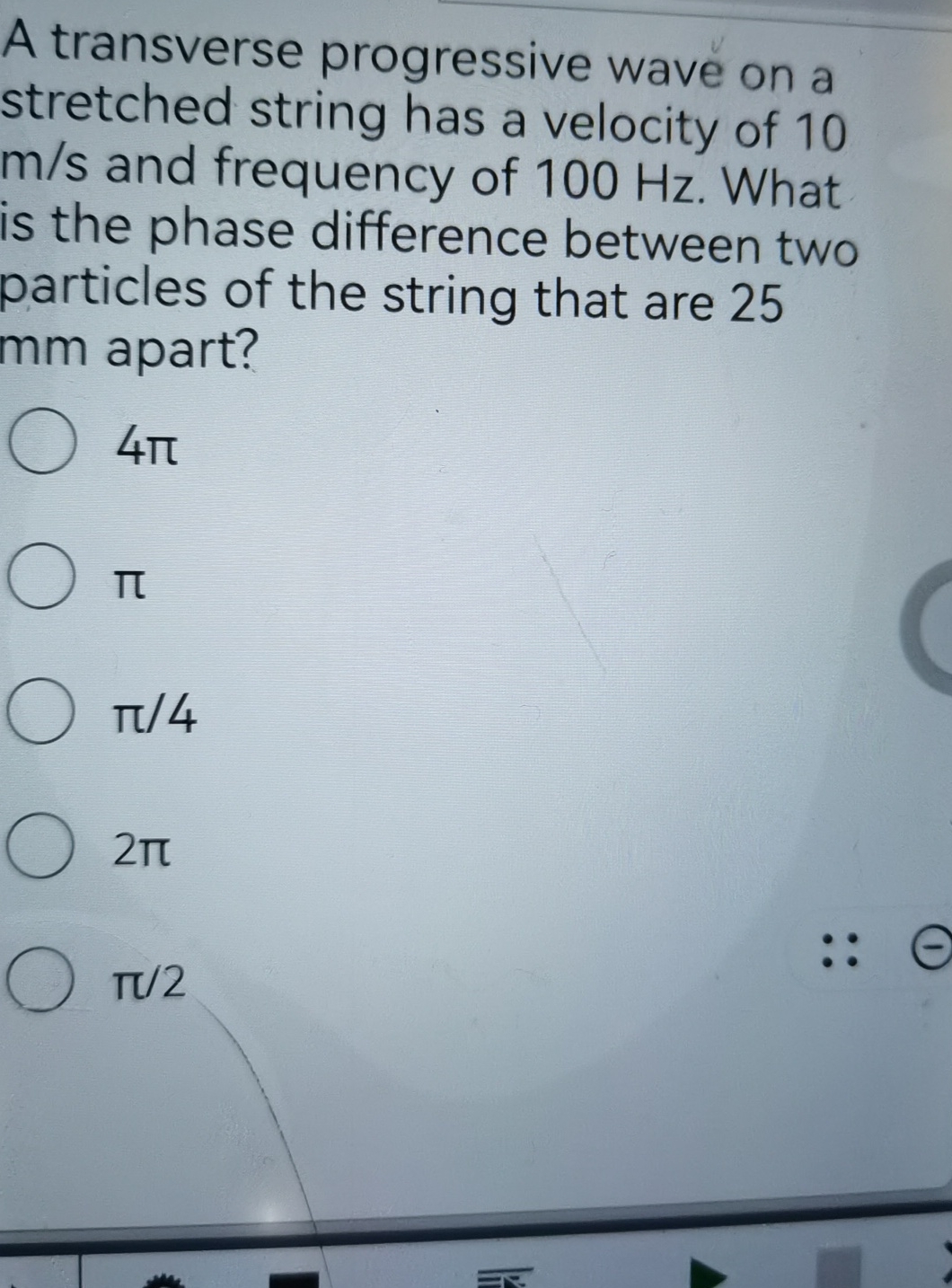 Solved A transverse progressive wave on a stretched string | Chegg.com