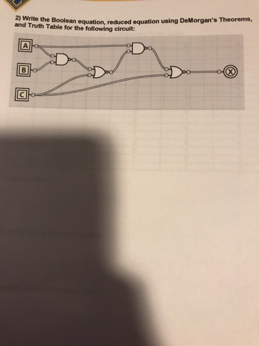 Solved Boolean equation, reduced equation using DeMorgan's | Chegg.com