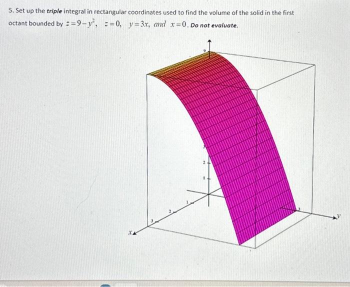 Solved 5. Set up the triple integral in rectangular | Chegg.com