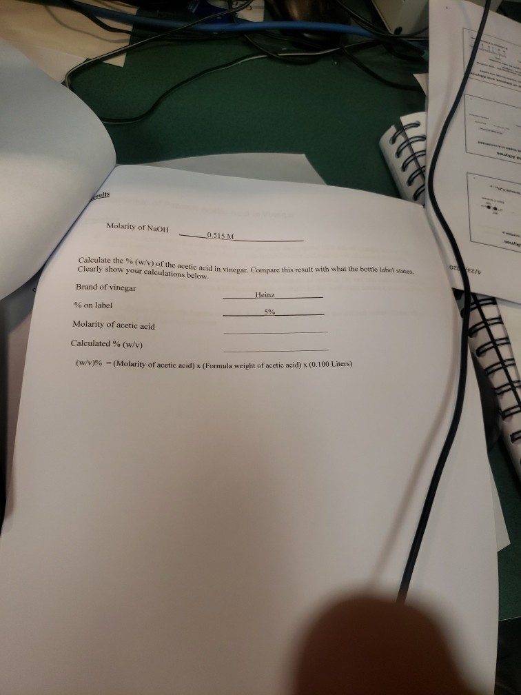 Solved * of Vinegar DOLIEZI Volume of vinegar used -_10.0ml | Chegg.com