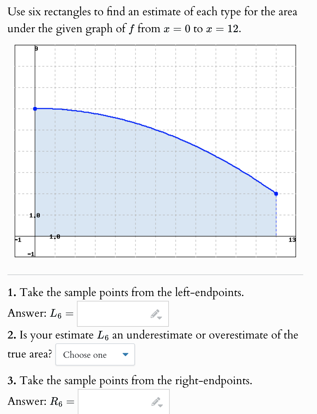 Solved Use six rectangles to find an estimate of each type | Chegg.com
