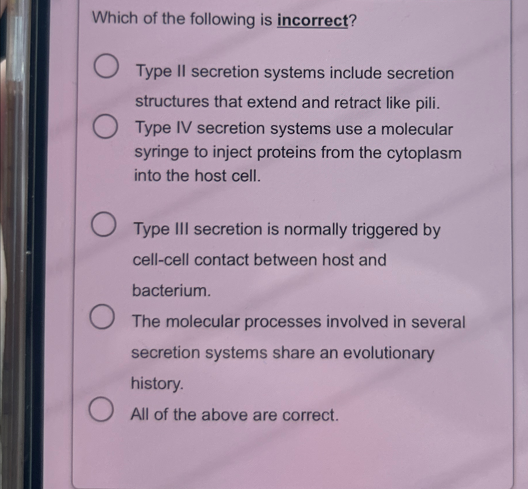 Solved Which of the following is incorrect? ﻿Type II | Chegg.com