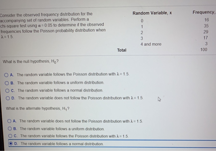 Solved Random Variable, x Frequency, lo Consider the | Chegg.com