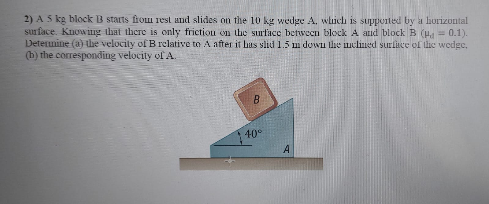 Solved A 5kg ﻿block B starts from rest and slides on the | Chegg.com