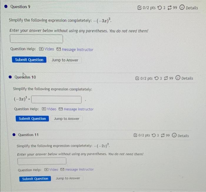 Solved Simplify the following expression completetely: | Chegg.com