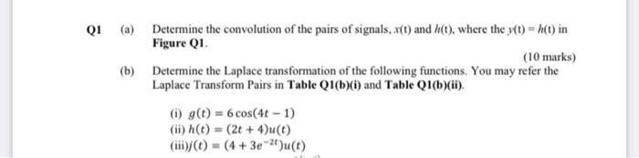 Solved 0 (0) Q1 (a) Determine the convolution of the pairs | Chegg.com