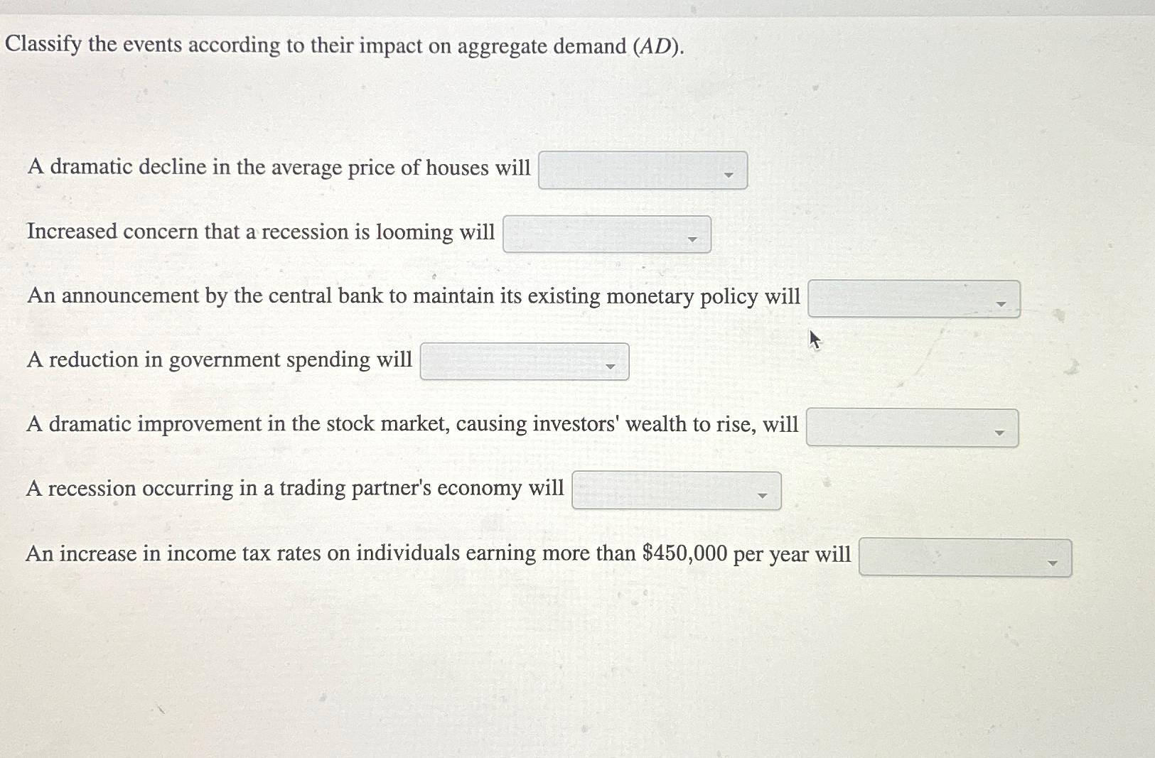 Solved Classify the events according to their impact on | Chegg.com