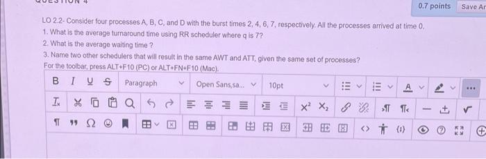 Solved LO 2.2- Consider four processes A, B, C, and D with | Chegg.com
