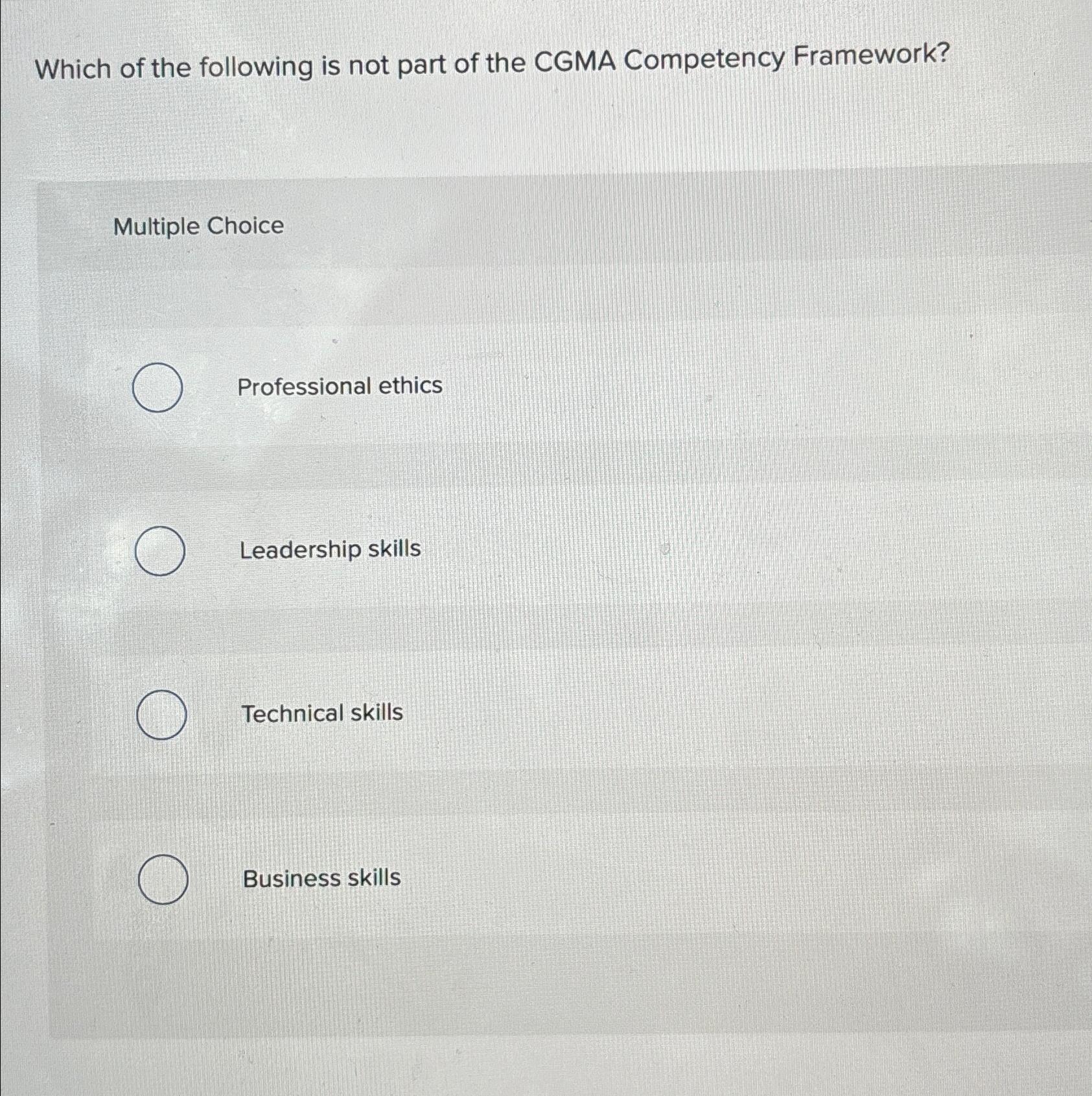 Solved Which of the following is not part of the CGMA | Chegg.com