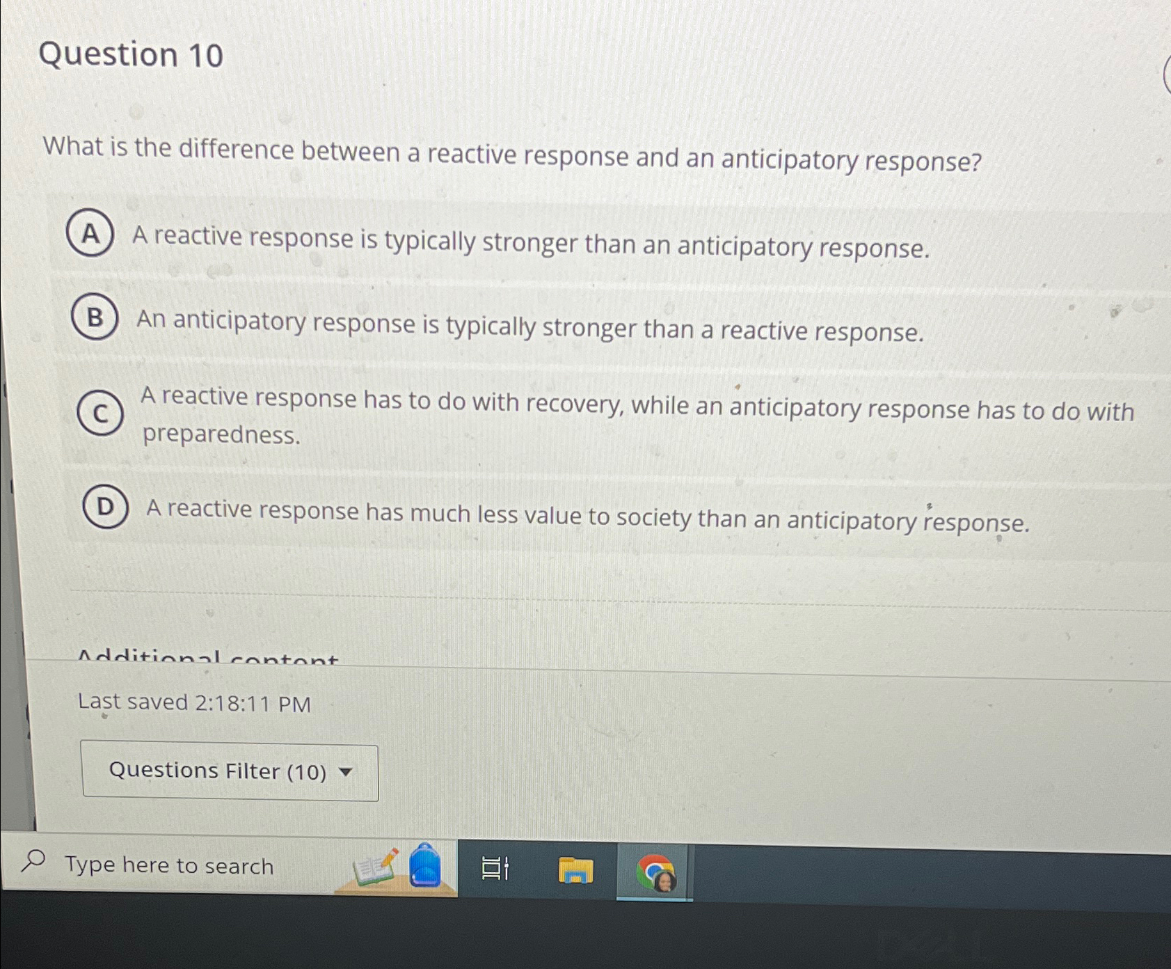 Solved Question 10What is the difference between a reactive | Chegg.com
