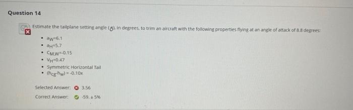 Solved Question 14 Estimate the tailplane setting angle in | Chegg.com