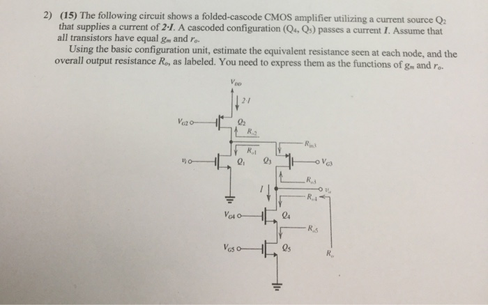 Solved 2) (15) The following circuit shows a folded-cascode | Chegg.com