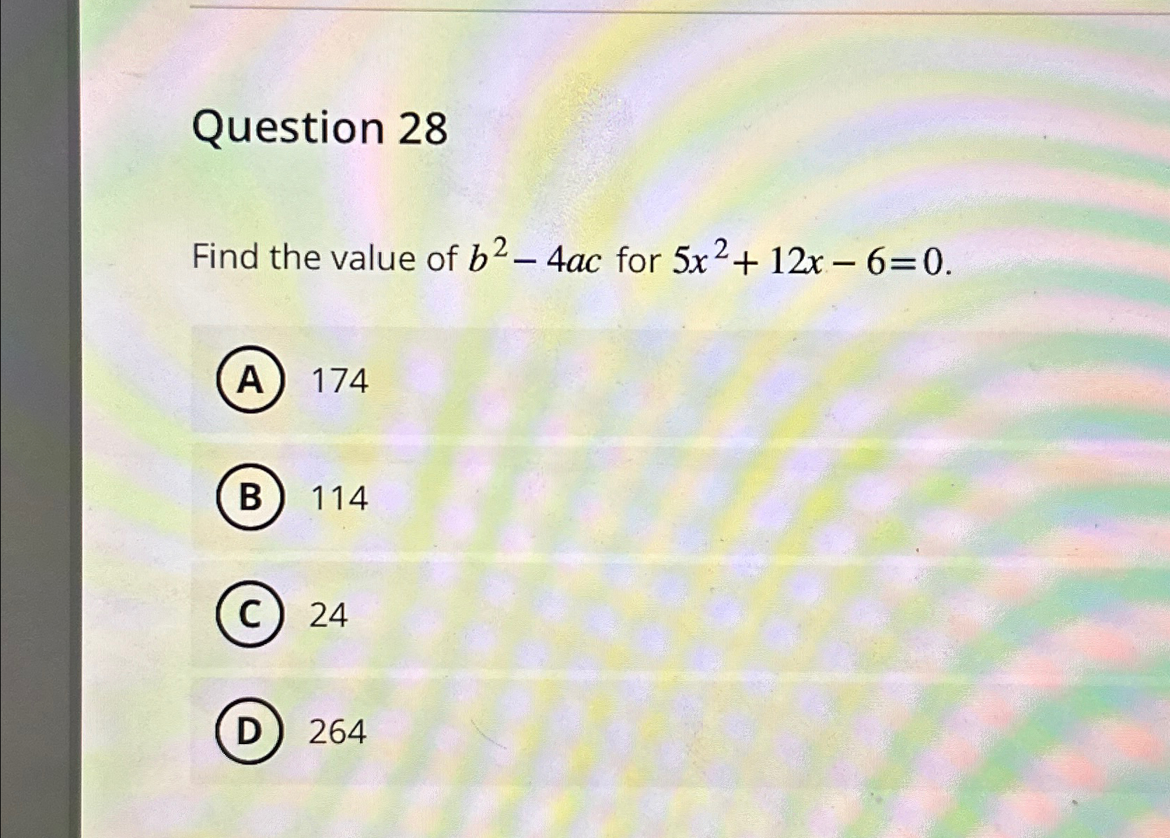 Solved Question 28Find the value of b2-4ac ﻿for | Chegg.com