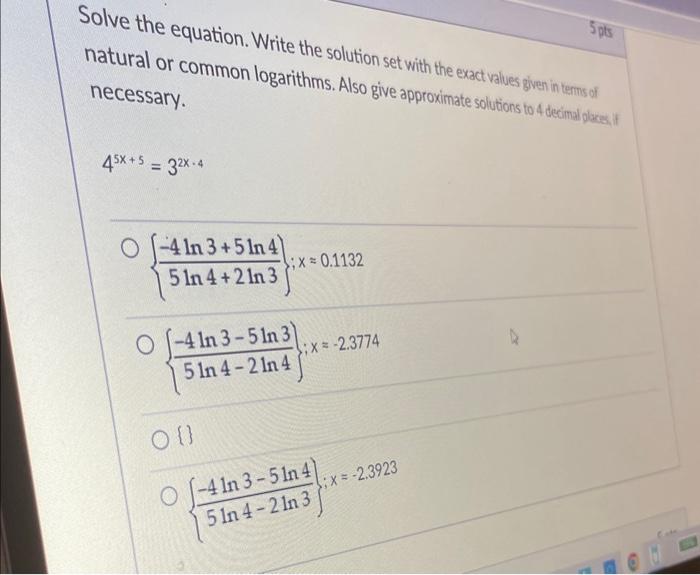 Solved Solve the equation. Write the solution set with the | Chegg.com
