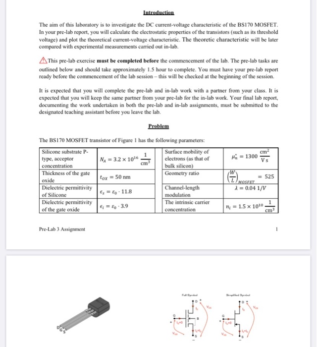 Problem The BS170 MOSFET transistor of Figure 1 has | Chegg.com
