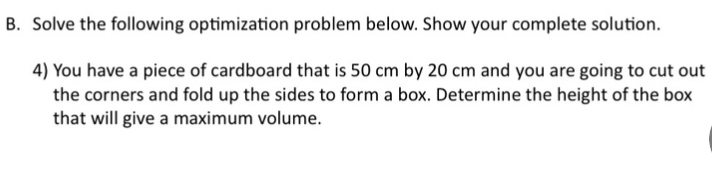 Solved B. ﻿Solve the following optimization problem below. | Chegg.com