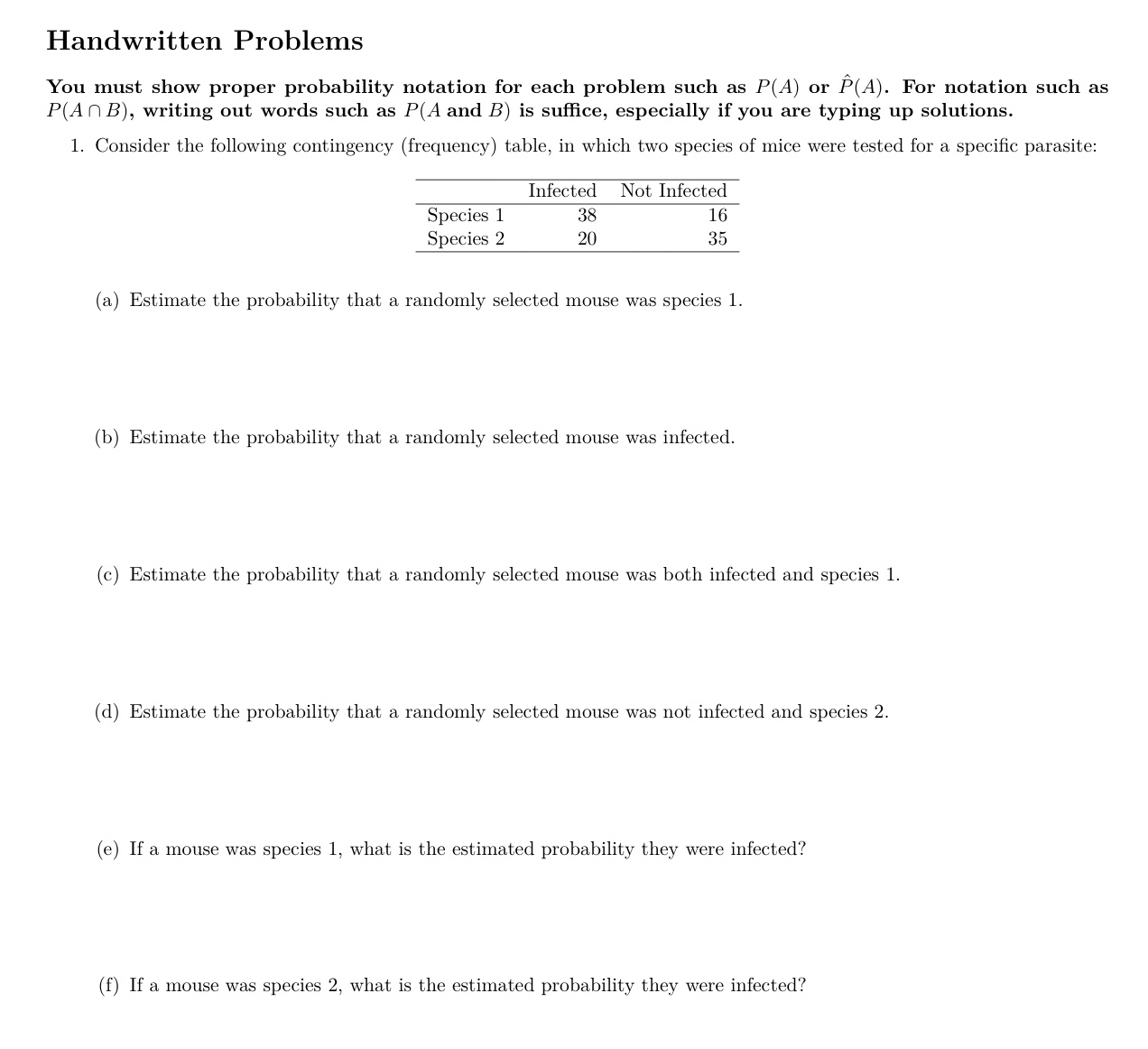 Solved Handwritten ProblemsYou must show proper probability | Chegg.com