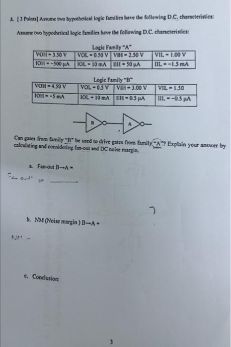 4. [3 Points] Assume two hypothetical logie families | Chegg.com