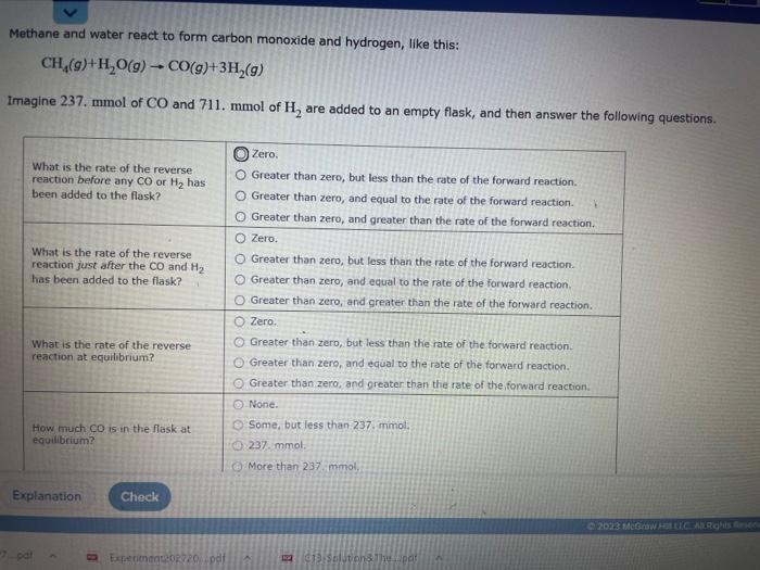 Solved Methane and water react to form carbon monoxide and | Chegg.com