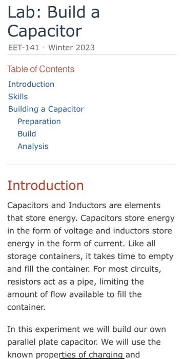 Solved Introduction Capacitors and Inductors are elements | Chegg.com