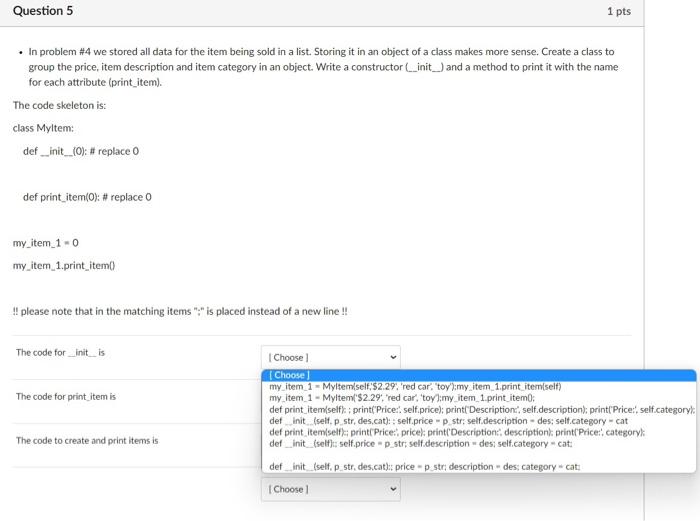 Solved - In problem \#4 we stored all data for the item | Chegg.com