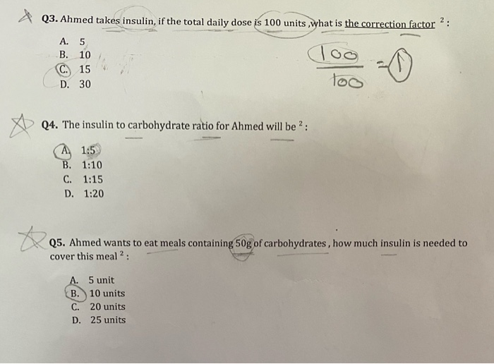Solved * Q3. Ahmed takes insulin, if the total daily dose is | Chegg.com