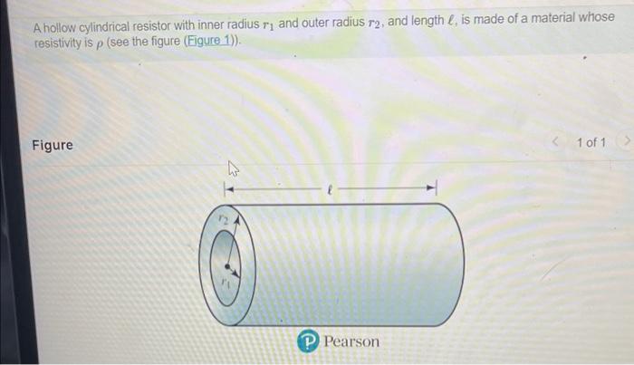 Solved A hollow cylindrical resistor with inner radius r1 | Chegg.com