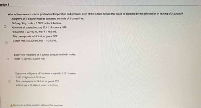 Solved estion 8 What is the maximum volume (at standard | Chegg.com