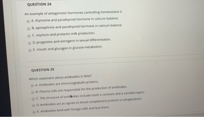 Solved QUESTION 24 An example of antagonistic hormones | Chegg.com