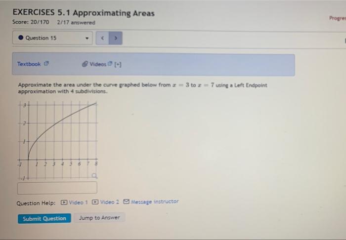 Solved EXERCISES 5.1 Approximating Areas Score: 20/170 2/17 | Chegg.com