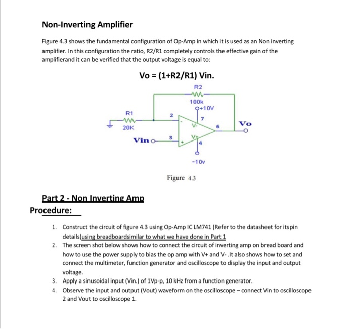 Solved Non-Inverting Amplifier Figure 4.3 shows the | Chegg.com
