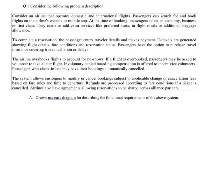 Solved Q1: Consider the following problem description: | Chegg.com