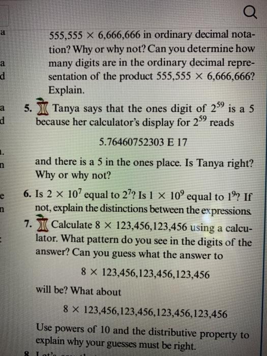 Solved a a d 555,555 X 6,666,666 in ordinary decimal nota- | Chegg.com