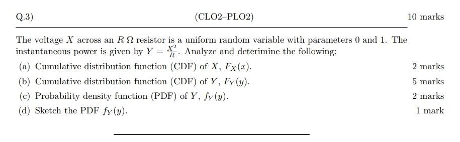 Solved Q.3) (CLO2-PLO2) 10 marks The voltage X across an RI | Chegg.com
