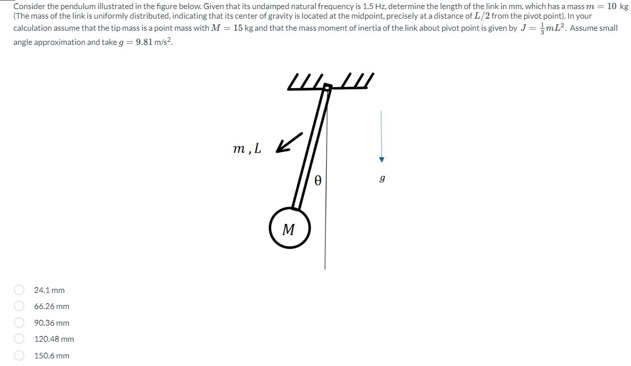 Solved Consider the pendulum illustrated in the figure | Chegg.com