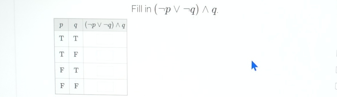 Solved Fill in (notpvvnotq)??q.\table[[p,q,(notpvvnotq)??q | Chegg.com
