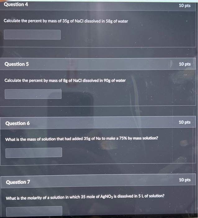 Solved Calculate the percent by mass of 35 g of NaCl | Chegg.com