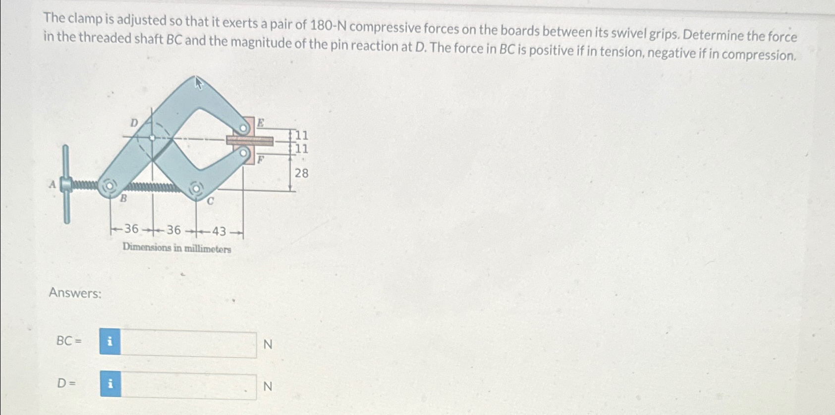 Solved The clamp is adjusted so that it exerts a pair of | Chegg.com