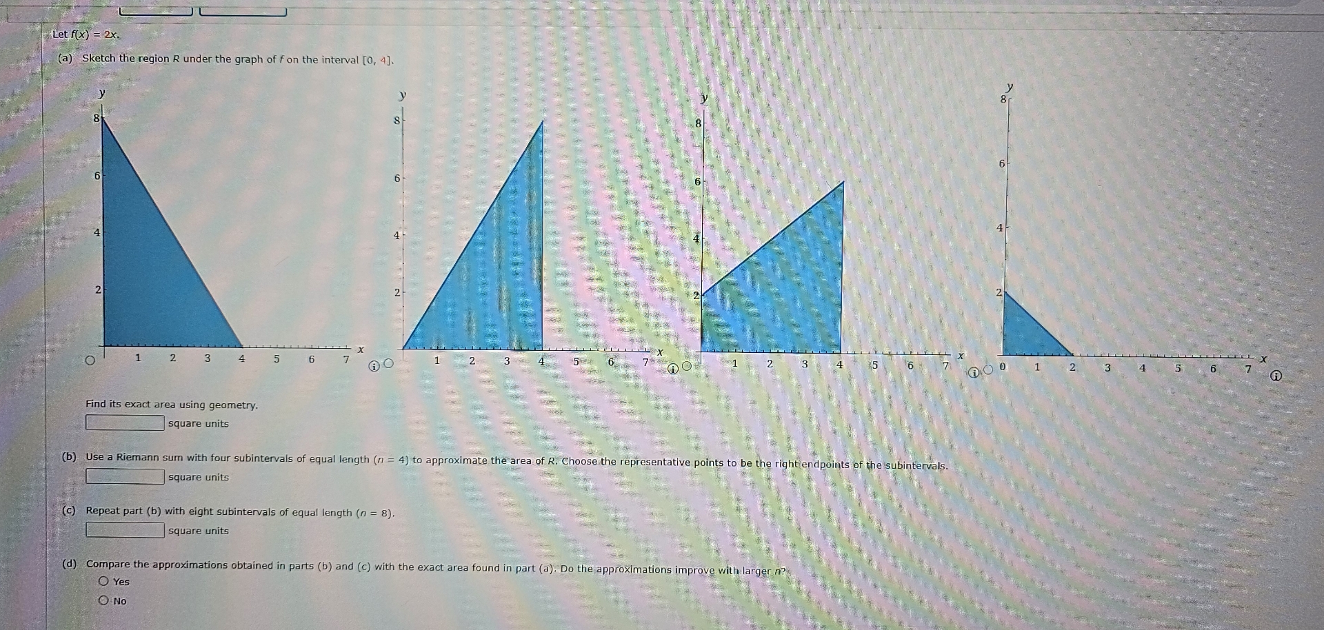 Solved Let f(x)=2x,(a) ﻿Sketch the region R ﻿under the graph | Chegg.com