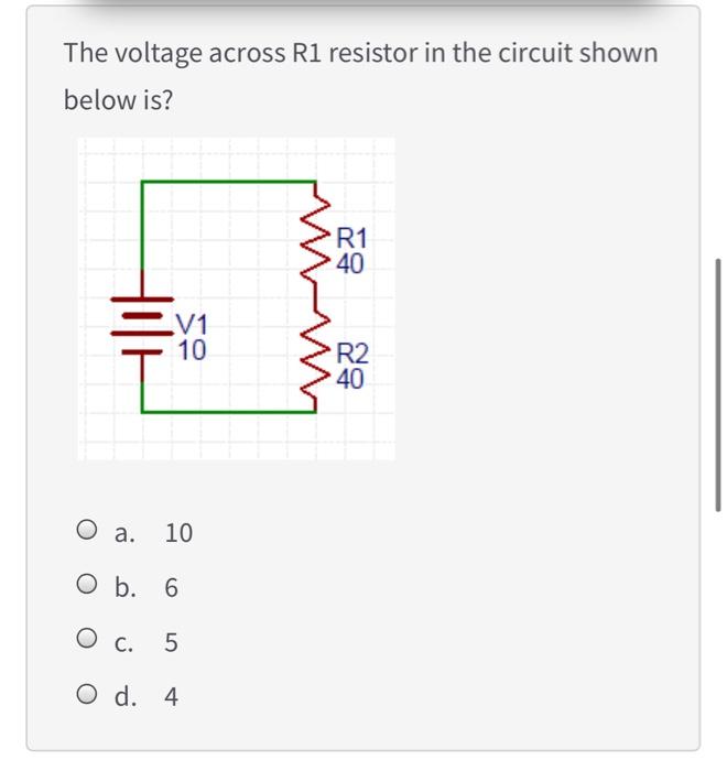 Solved The voltage across R1 resistor in the circuit shown | Chegg.com