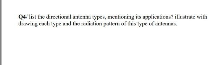 Solved Q4/ list the directional antenna types, mentioning | Chegg.com
