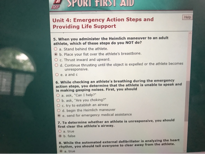 2 SPURI FIRST AID ASEP Help Unit 4: Emergency Action | Chegg.com